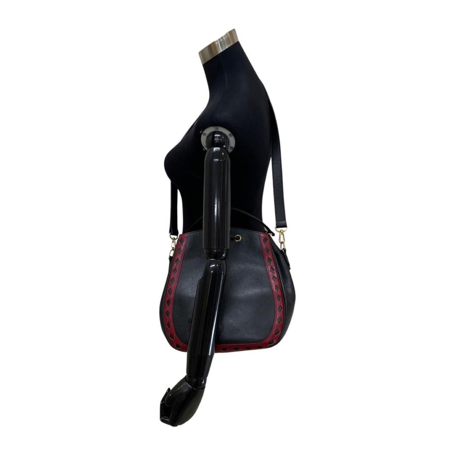 Yves Saint Laurent 極 美品 YVES SAINT LAURENT イヴ・サンローラン カットアウト 巾着 レザー 本革 ...