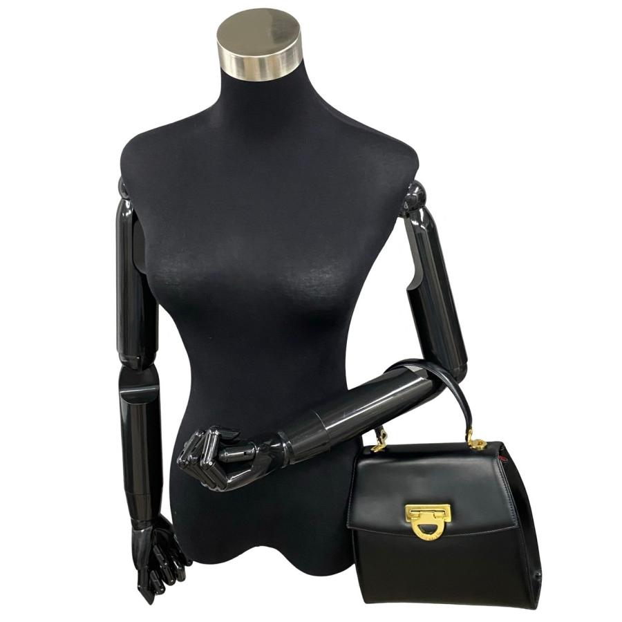 CELINE（セリーヌ） ほぼ未使用 オールドセリーヌ ヴィンテージ ロゴ金具 カーフレザー ミニ ハンドバッグ ブラック 黒 38983 ...