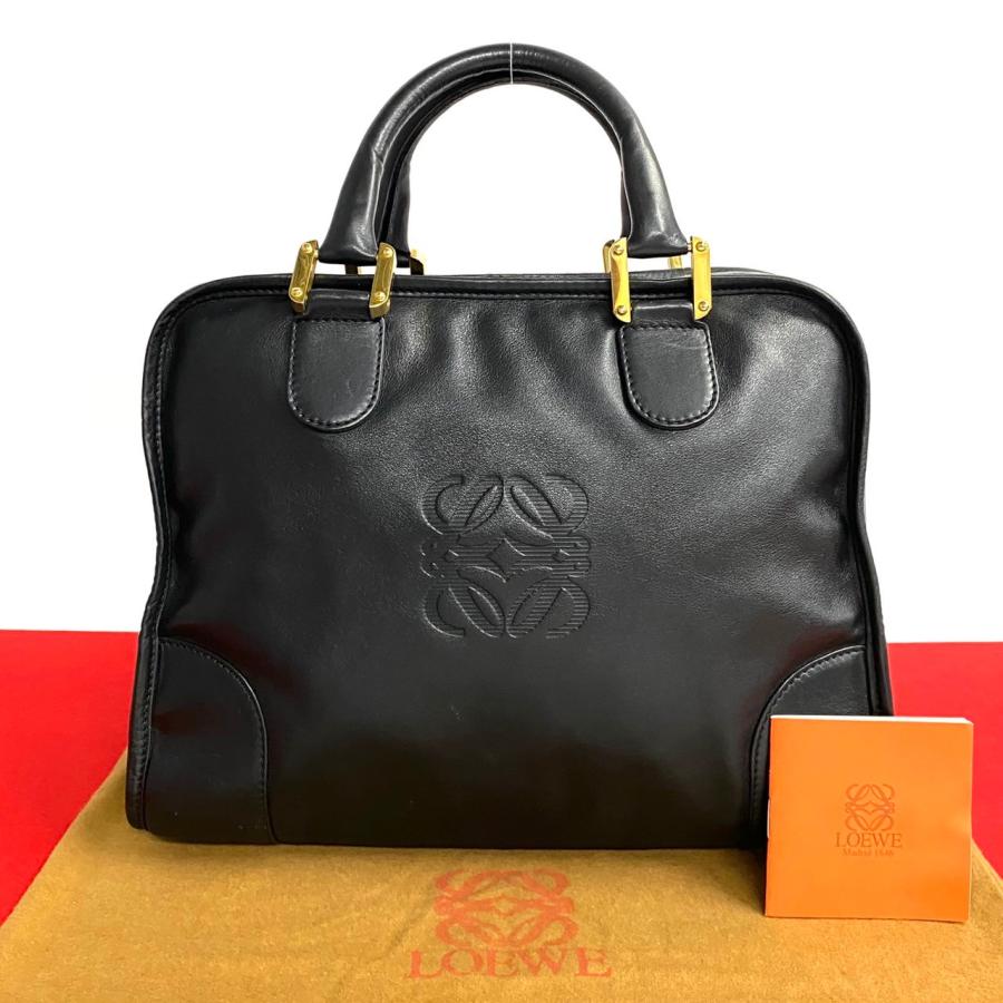 LOEWE 極 美品 ロエベ ヴィンテージ アマソナ32 アナグラム ロゴ レザー ボストンバッグ ハンドバッグ ブラック 43888 : Trip Yahoo!店 - 通販 - Yahoo ...