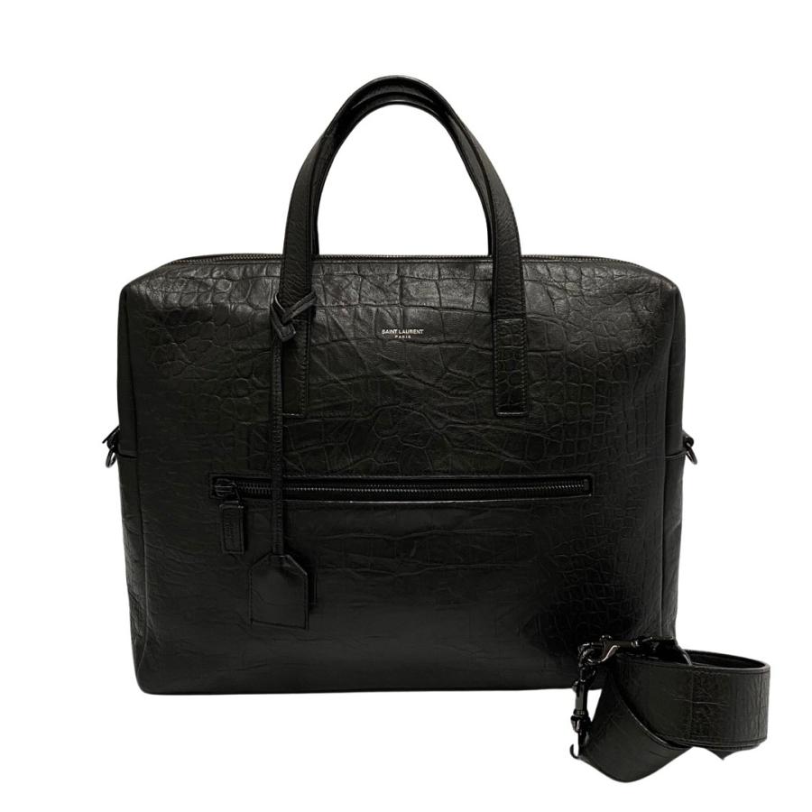 極 美品 SAINT LAURENT PARIS サンローランパリ レザー 2way ビジネスバッグ ブリーフケース ショルダーバッグ A4収納可 ブラック 17374 : 714k714 ...