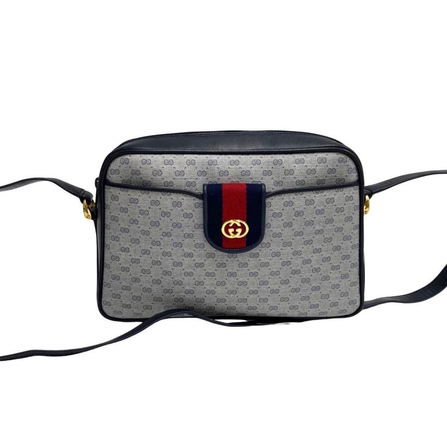 GUCCI ほぼ未使用 グッチ オールドグッチ シェリーライン マイクロ GG ロゴ 金具 レザー ミニ ショルダーバッグ ポシェット ...