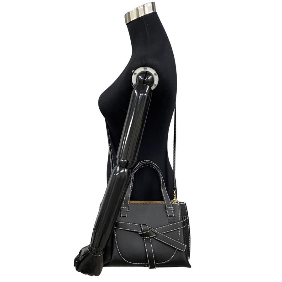 LOEWE 未使用保管品 ロエベ ゲート トップハンドル ミニ アナグラム ロゴ レザー 2way ショルダーバッグ ハンドバッグ ブラック ...