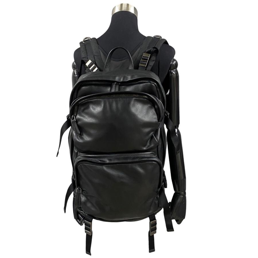 PRADA 極 美品 プラダ 三角ロゴ 金具 オールレザー ナイロン リュックサック バックパック ブラック メンズ 32231 : Trip ...
