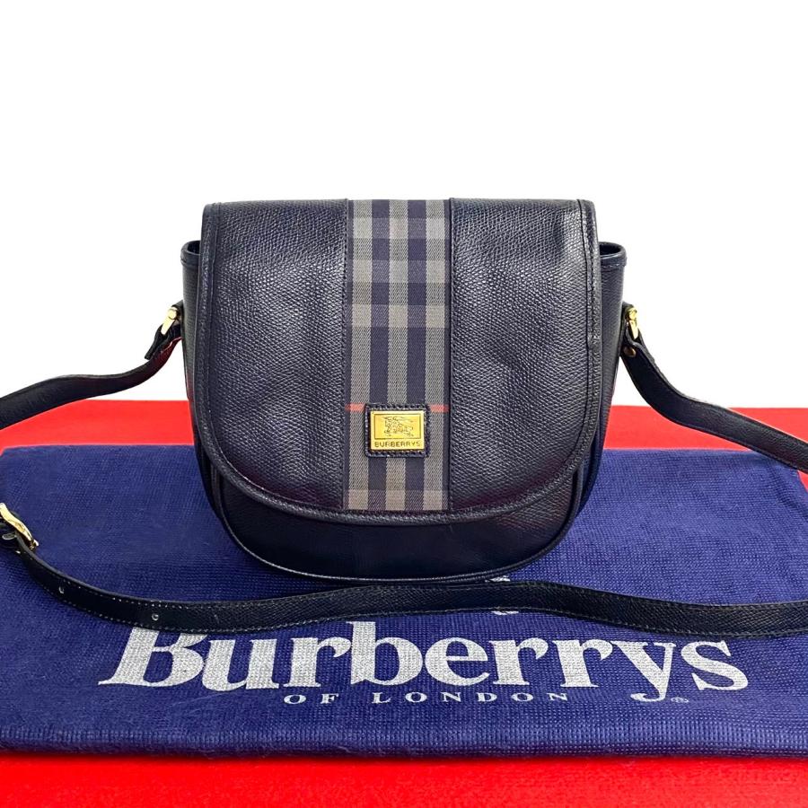 BURBERRY（バーバリー） ほぼ未使用 Burberrys バーバリーズ ヴィンテージ ノバチェック キャンバス レザー 本革 ミニ ...