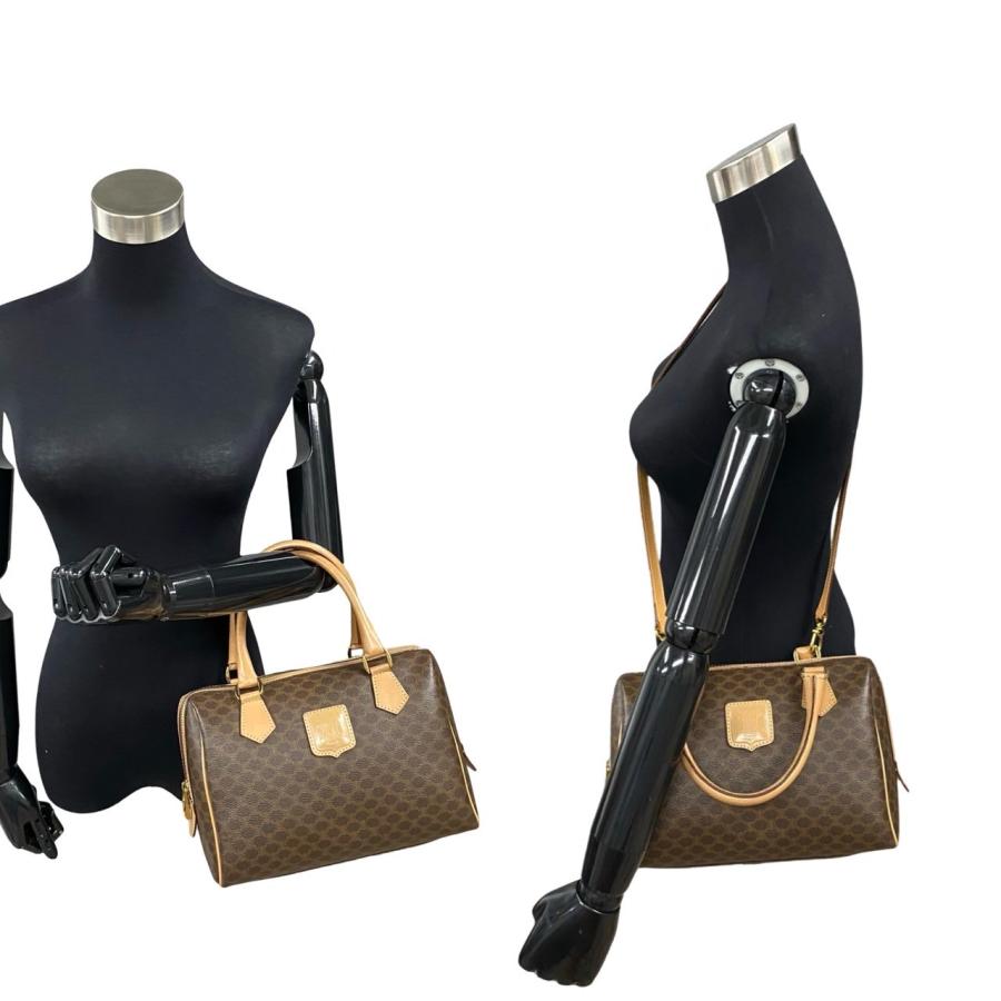 CELINE 極 美品 セリーヌ マカダム ブラゾン トリオンフ 柄 レザー 2way ハンドバッグ ミニ ボストンバッグ ショルダーバッグ ...