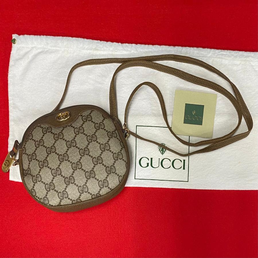 極 美品 GUCCI グッチ オールドグッチ ヴィンテージ GG ロゴ 金具 レザー ミニ ショルダーバッグ ポシェット サコッシュ ブラウン ...