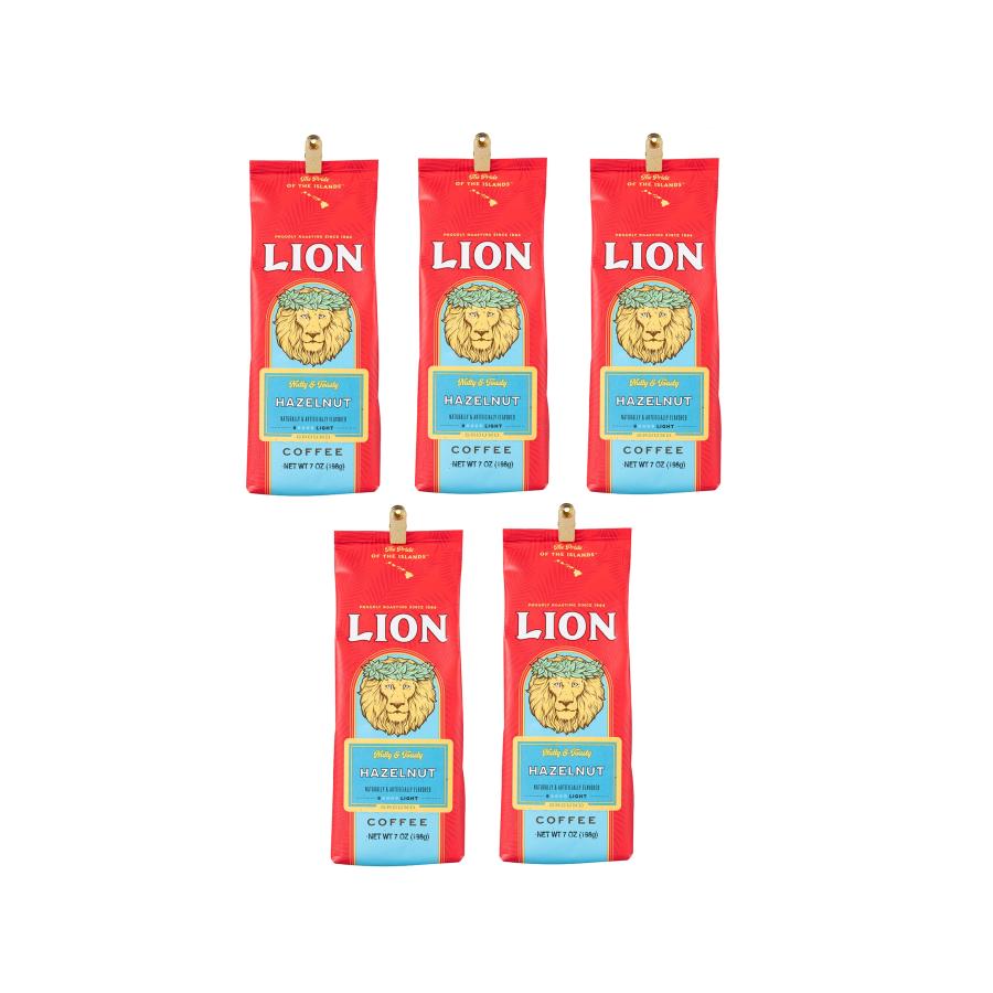 LION COFFEE 公式店 ライオンコーヒー 5個セット ヘーゼルナッツ 7oz(198g) 粉タイプ Lion coffee ハワイ : LION COFFEE公式ショップ - 通販 ...