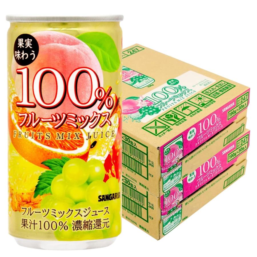 送料無料 サンガリア 果実味わう 100%フルーツミックスジュース 缶 190ml×2ケース/60本 ご注文は3ケースまで同梱可能です果物 フルーツ ジュース 飲料 : 31300c2 ...