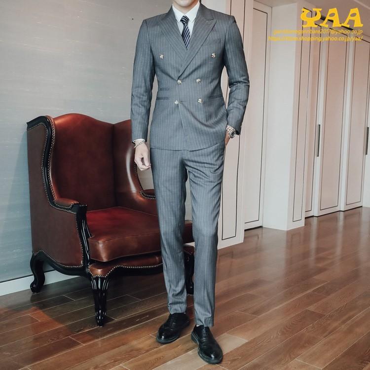 ダブルスーツ メンズ 3ピーススーツ スリーピー ビジネススーツ