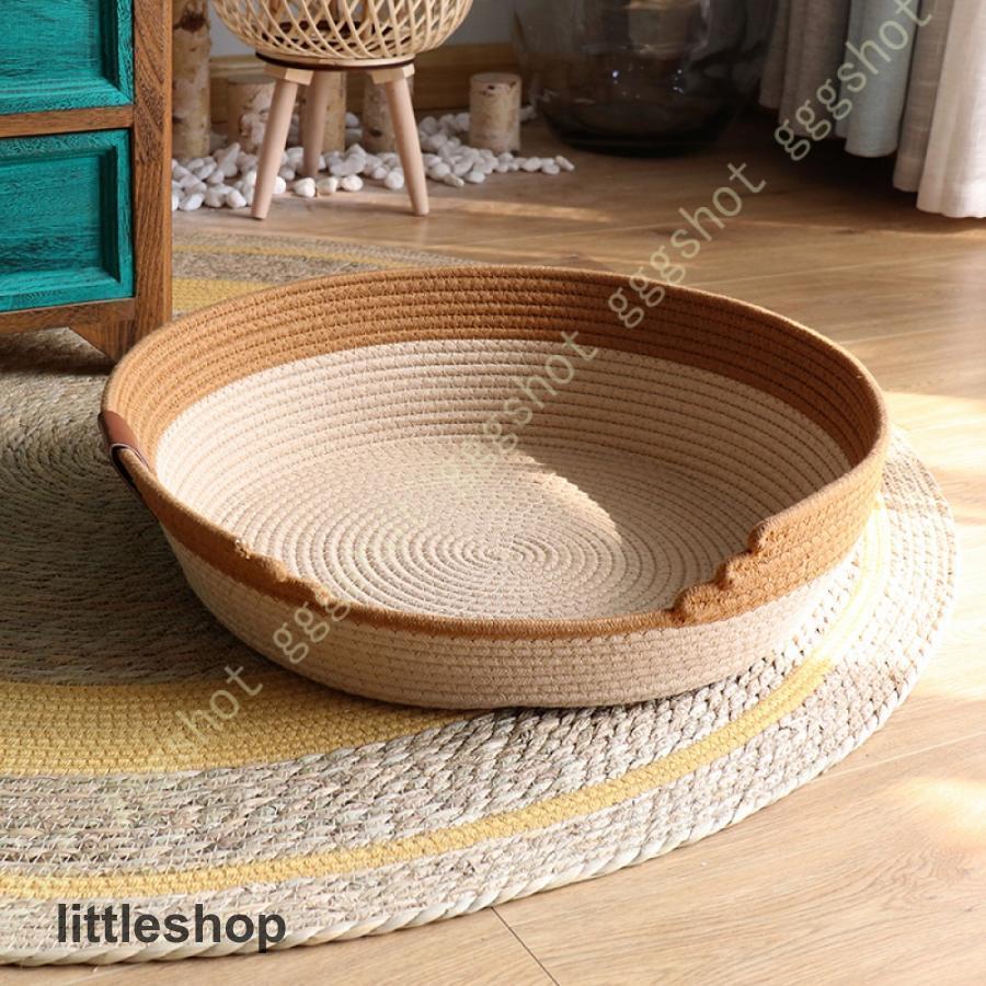 ペットベッド ペットハウス 犬ベッド 猫ベッド 藤編み ペットハウス ペットソファー 夏用 ござ付き 軽量 涼しい 通気性 ファッション 編み物 寝台 休憩所 猫用 :petto06-2302 ...