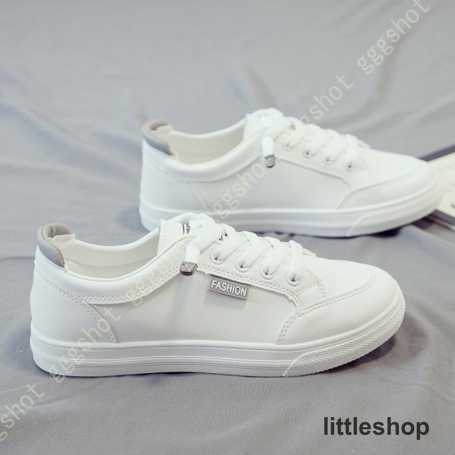 白スニーカー レディース ローカット レースアップ カジュアルシューズ ランニングシューズ スリッポン 歩きやすい 疲れにくい 滑り止め 通気性 かわいい :qunzi1-1289:リトル ...