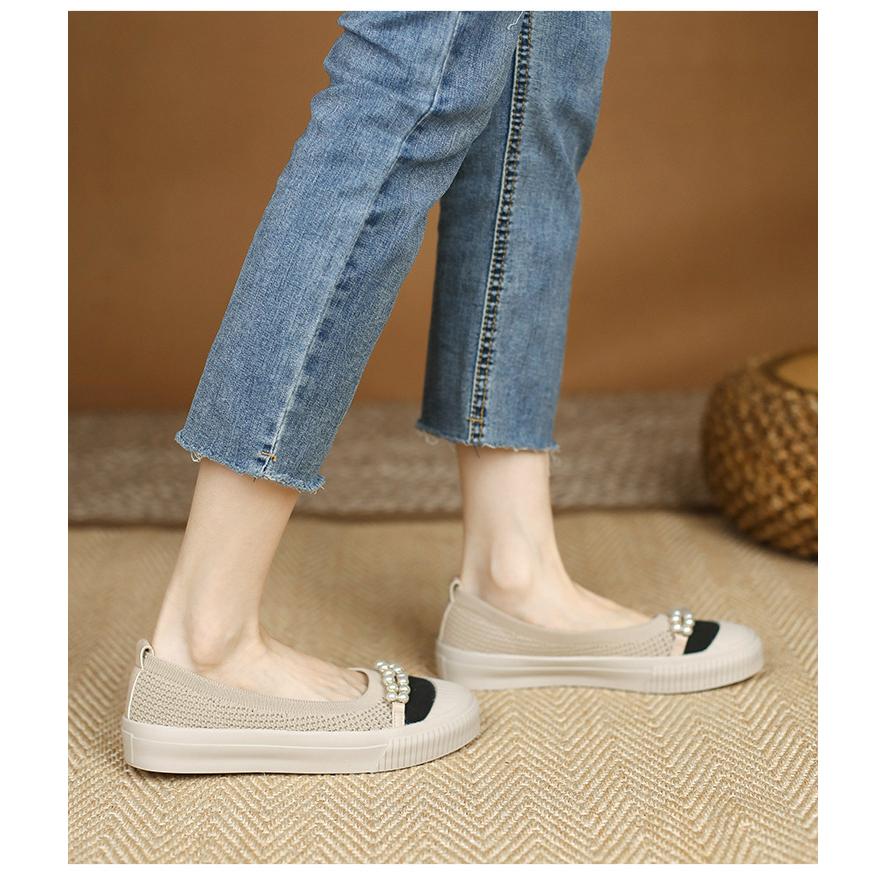 パンプス スニーカー カジュアル スリッポン 柔らかソール 春 夏 メッシュ デッキシューズ ラウンドトゥ 厚底 ぺたんこ靴 スリッポンシューズ ローヒール : リトルショップ - 通販 ...