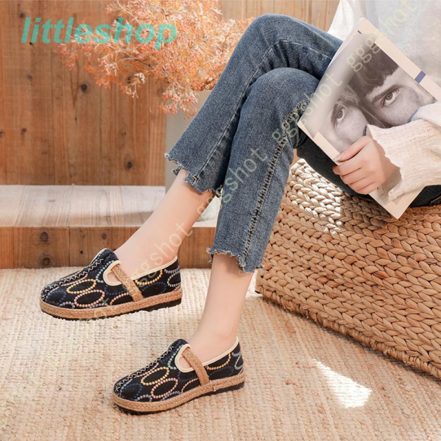 婦人靴 パンプス レディース 民族風 キャンバス シンプル スリッポン 歩きやすい 疲れない 柔らかい 22cm-25.5cm カジュアル 防滑 通気性 蒸れない : syuuzu18 ...