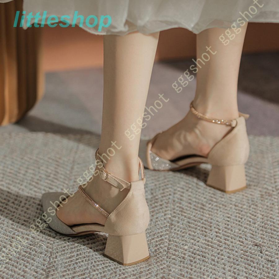 サンダル ウェディングシューズ 太ヒール パンプス パーティーシューズ 美脚 サイドスリット 黒 レディースシューズ ブライダルシューズ : syuuzu18-2473 : リトルショップ ...