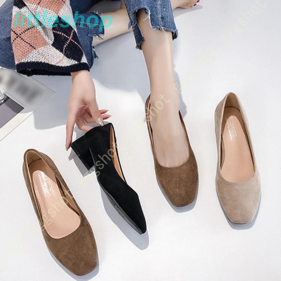 パンプス レディース 黒靴 スクエアトゥ 痛くない 脱げない 柔らかい チャンキーヒール 3.5cmヒール スリッポン 歩きやすい オフィスシューズ 二次会 通勤 : syuuzu18 ...