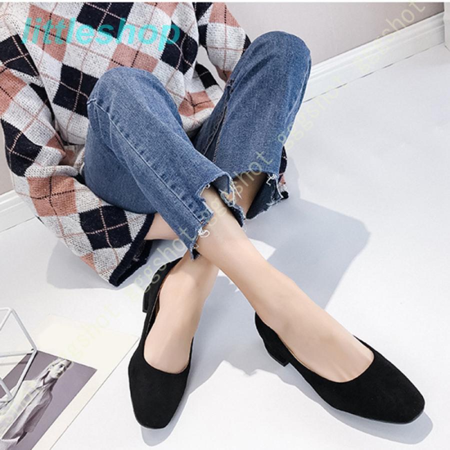 パンプス レディース 黒靴 スクエアトゥ 痛くない 脱げない 柔らかい チャンキーヒール 3.5cmヒール スリッポン 歩きやすい オフィスシューズ 二次会 通勤 : syuuzu18 ...