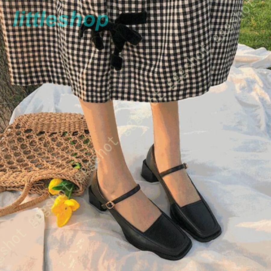 パンプス 靴 レディース アンクルストラップ ミドルヒール ヒール 結婚式 大きいサイズ 痛くない ストラップ 復古風 足が細く見える 痛くならない : リトルショップ - 通販 ...