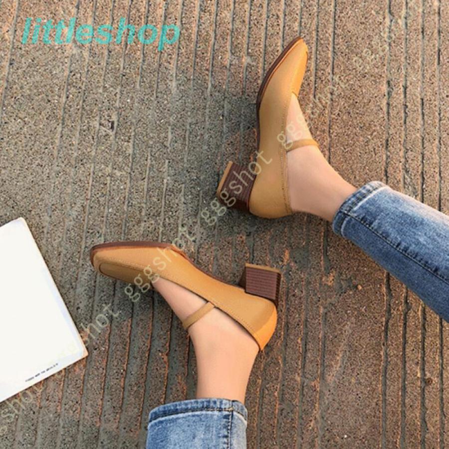 パンプス 靴 レディース アンクルストラップ ミドルヒール ヒール 結婚式 大きいサイズ 痛くない ストラップ 復古風 足が細く見える 痛くならない : リトルショップ - 通販 ...