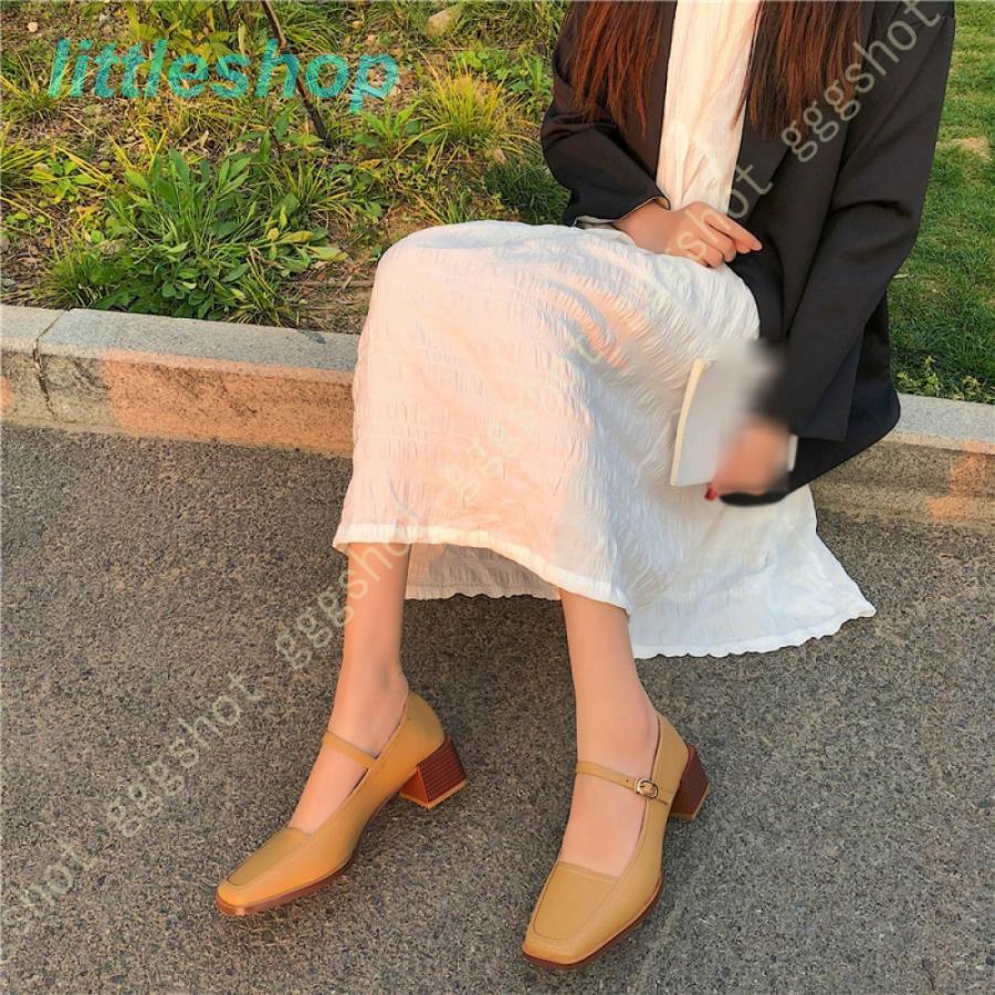 パンプス 靴 レディース アンクルストラップ ミドルヒール ヒール 結婚式 大きいサイズ 痛くない ストラップ 復古風 足が細く見える 痛くならない :syuuzu18-2616:リトル ...