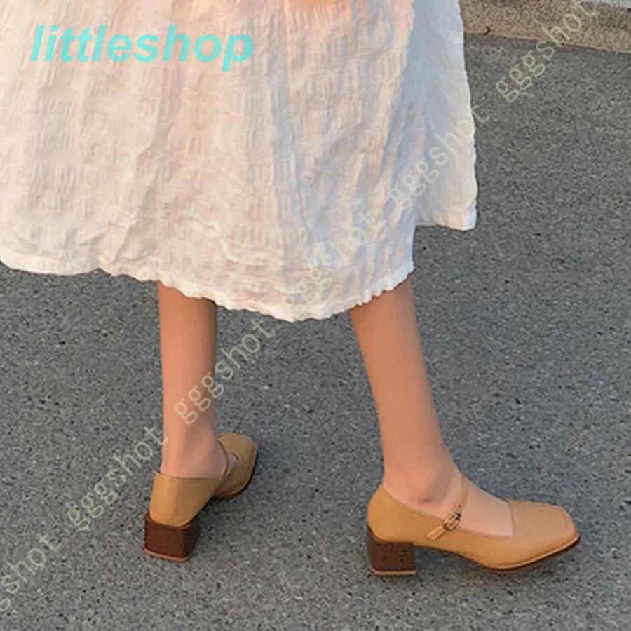 パンプス 靴 レディース アンクルストラップ ミドルヒール ヒール 結婚式 大きいサイズ 痛くない ストラップ 復古風 足が細く見える 痛くならない : リトルショップ - 通販 ...