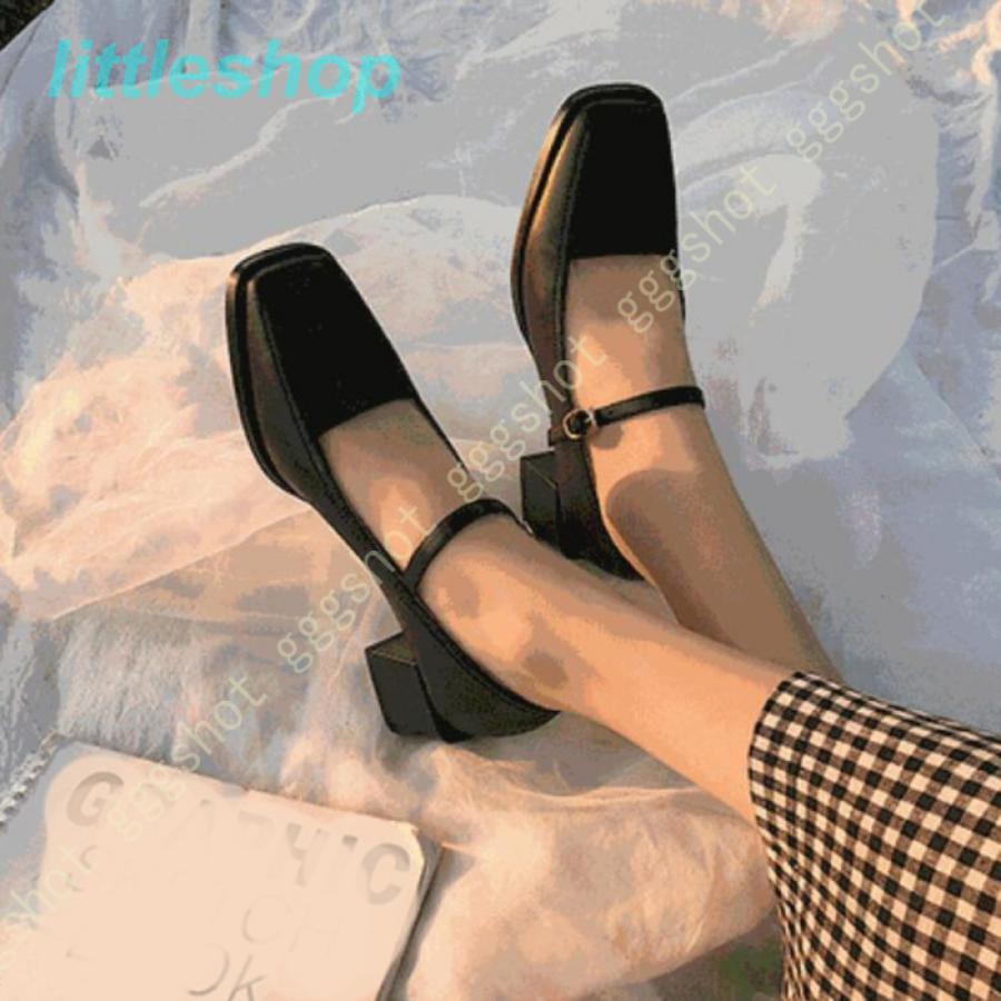 パンプス 靴 レディース アンクルストラップ ミドルヒール ヒール 結婚式 大きいサイズ 痛くない ストラップ 復古風 足が細く見える 痛くならない :syuuzu18-2616:リトル ...