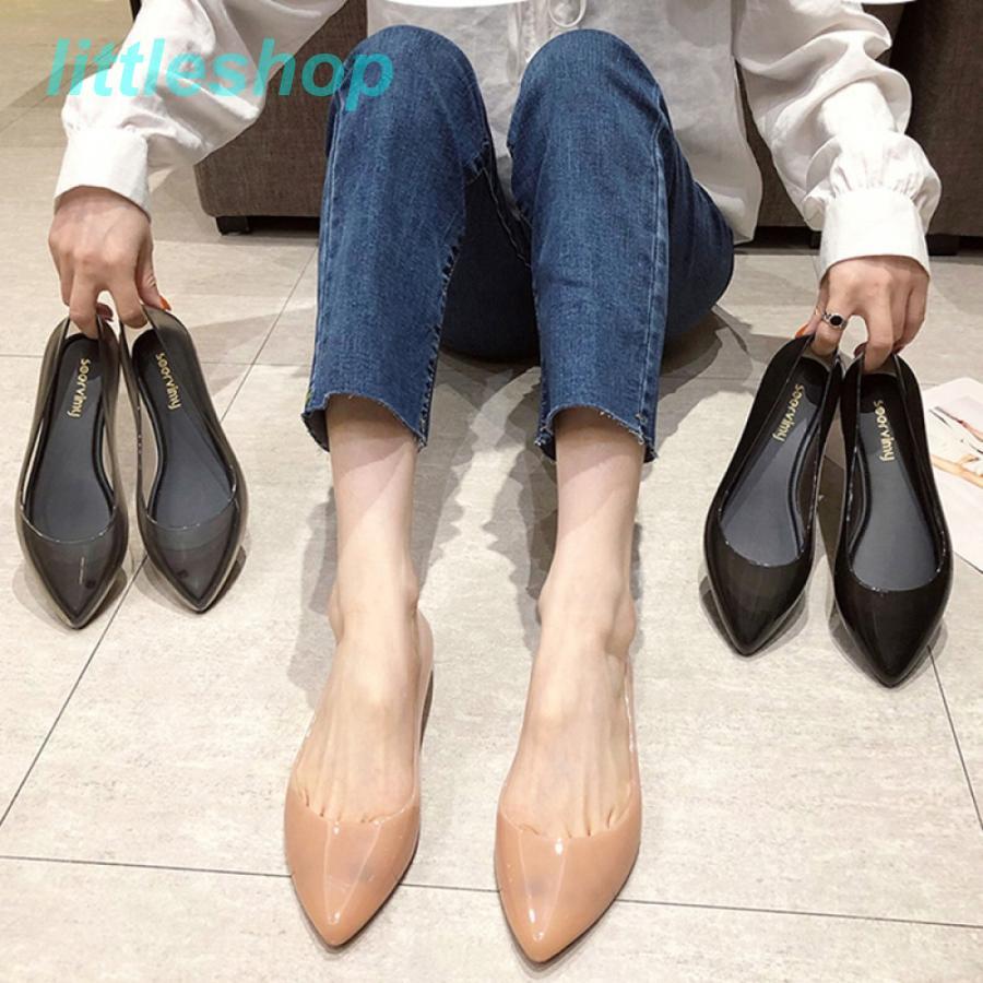 雨の日 パンプス フラットパンプス レインシューズ レディース ラバーシューズ 防水性 雨靴 梅雨 美脚 甲浅 婦人靴 ママ OL 黒 ぺたんこ 1CM ローヒール : リトルショップ ...