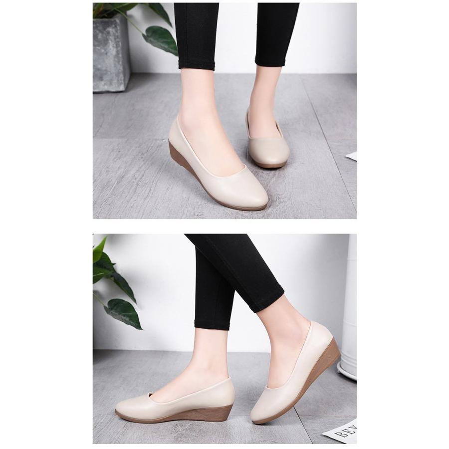 走れる パンプス 痛くない ラウンドトゥ ウエッジソール パンプス 美脚 パンプス シューズ ウェッジソール レディース 黒 シンプル 歩きやすい パンプス :syuuzu18-341:リトル ...