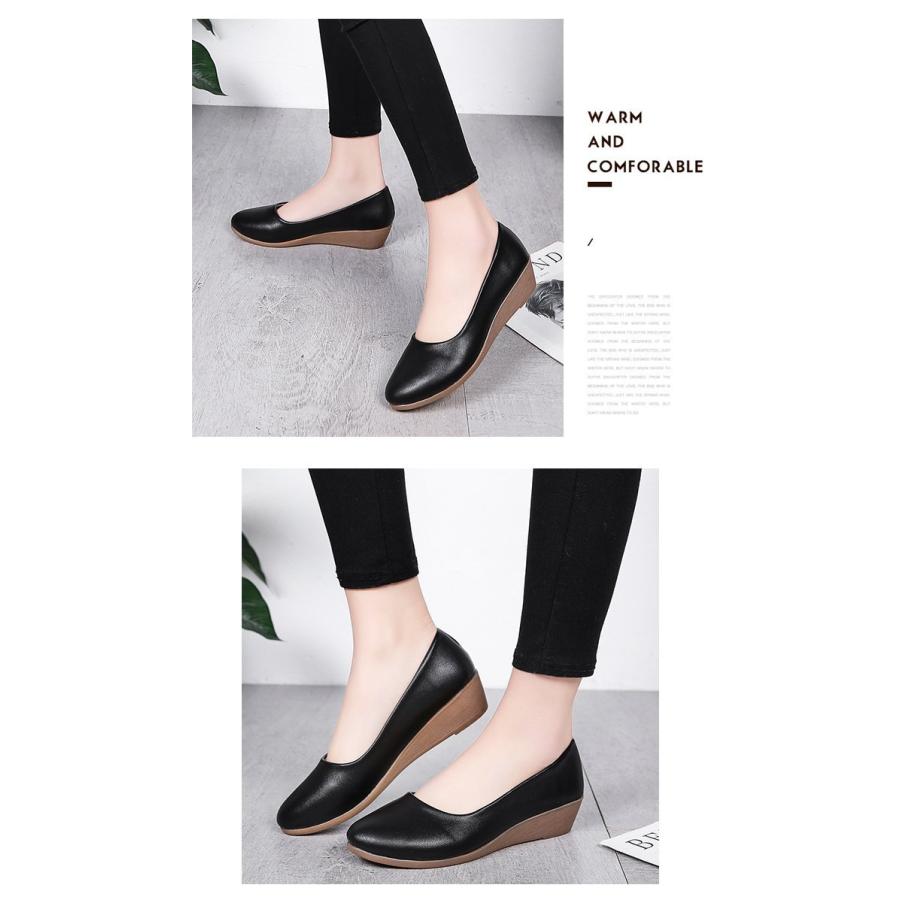 走れる パンプス 痛くない ラウンドトゥ ウエッジソール パンプス 美脚 パンプス シューズ ウェッジソール レディース 黒 シンプル 歩きやすい パンプス :syuuzu18-341:リトル ...