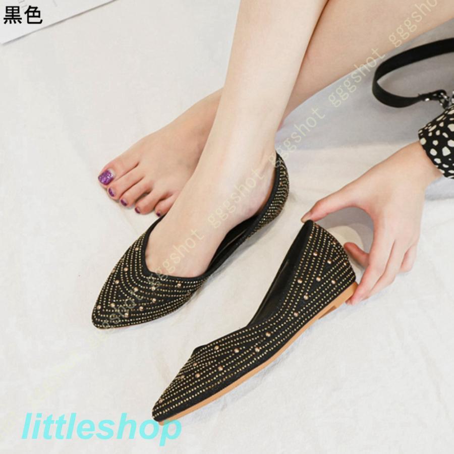 バレエシューズ パンプス 痛くない キラキラ グリッター フラットシューズ スリッポン ローヒール ポインテッドトゥ レディース 大きいサイズ フォーマル : syuuzu18-4673 ...