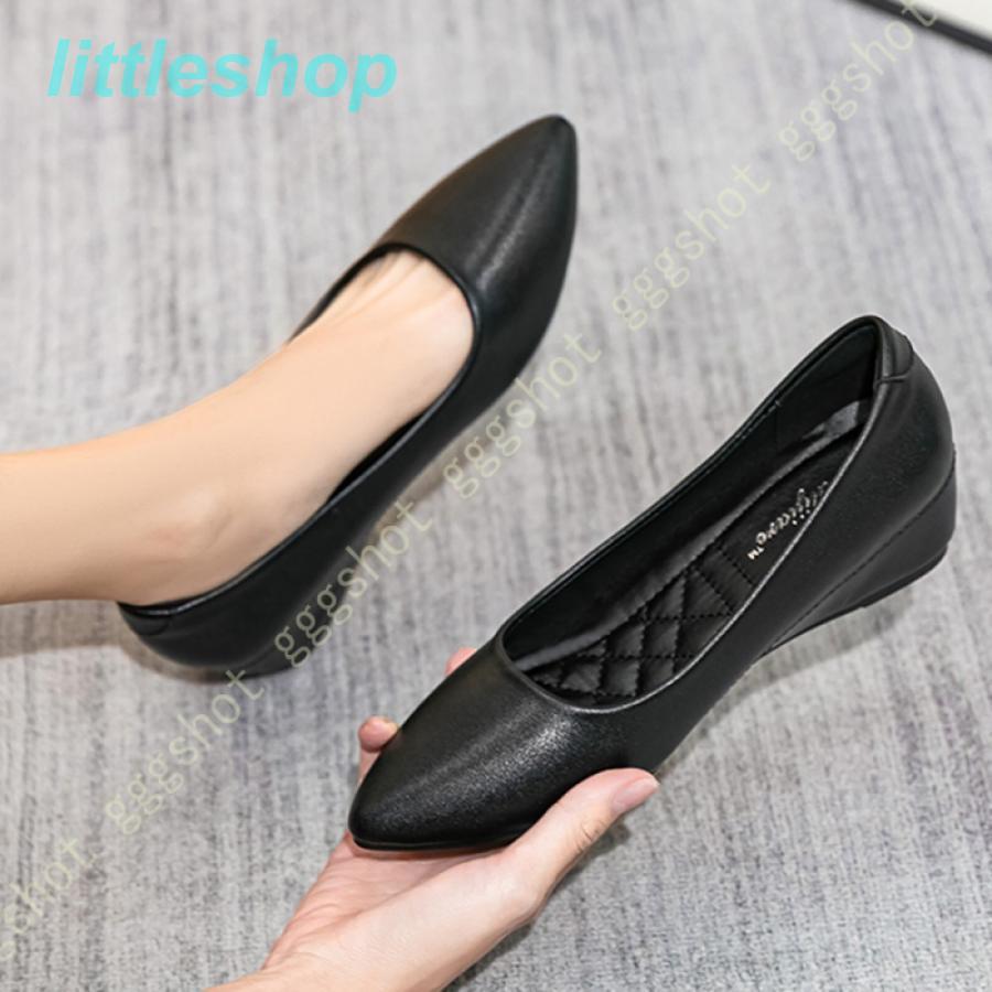 走れる パンプス 痛くない ラウンドトゥ ウエッジソール パンプス 美脚 パンプス シューズ ウェッジソール レディース 黒 シンプル 歩きやすい パンプス :syuuzu18-5807 ...