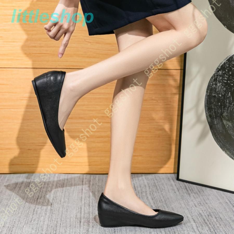 走れる パンプス 痛くない ラウンドトゥ ウエッジソール パンプス 美脚 パンプス シューズ ウェッジソール レディース 黒 シンプル 歩きやすい パンプス :syuuzu18-5807 ...