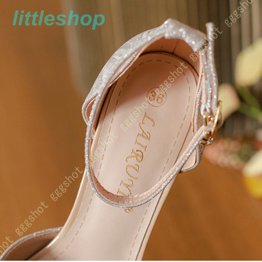 パンプス 結婚式 ローヒール ピンヒール ハイヒール ストラップ ポインテッドトゥ グリッター キラキラ ラメ レディース シルバー シャンペン 二次会 キャバ : syuuzu18-6173 ...