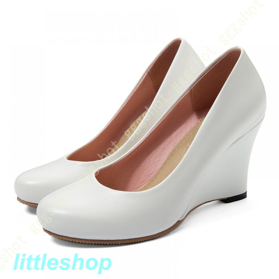 8.5cm ウエッジヒール ラウンドトゥ パンプス レディース ソール 合皮 コンフォートパンプス ウェッジソール 痛くない 歩きやすい 走れる ウェッジ 靴 :syuuzu18-7351 ...