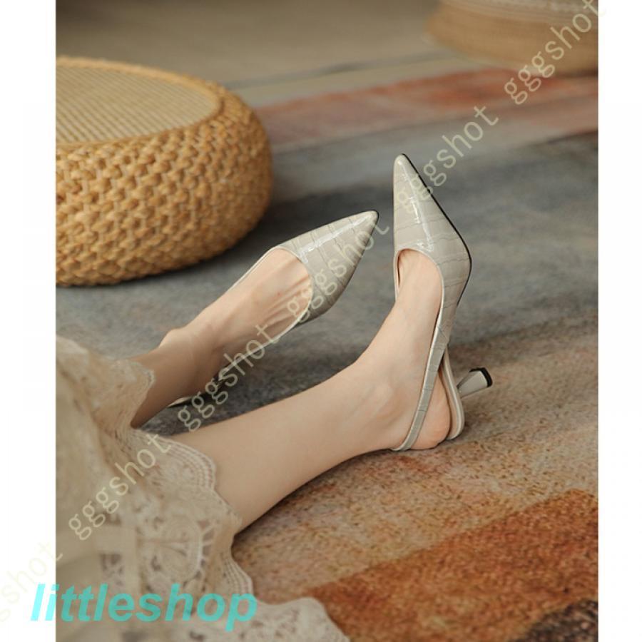 フォーマル パンプス ハイヒール バックストラップ レディース ポインテッドトゥ パンプス 走れるパンプス 6cmヒール お洒落 かかとなし バックベルト :syuuzu18-818:リトル ...