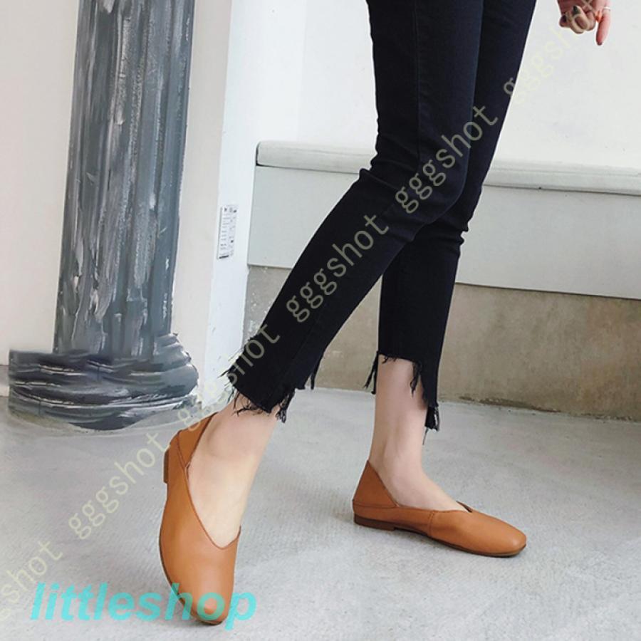 ぺたんこ パンプス レディース Vカット オフィス ローヒール 走れるパンプス スクエアトゥ 痛くない 疲れない 美脚パンプス 歩きやすい フラットシューズ :syuuzu18-8270 ...
