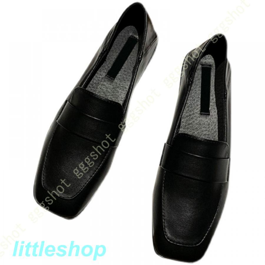 パンプス スクエアトゥ ローヒール パンプス 通勤 スムース 歩きやすい フラットシューズ レディース ローファー カジュアルシューズ 黒 フラット ぺたんこ : syuuzu18-8754 ...