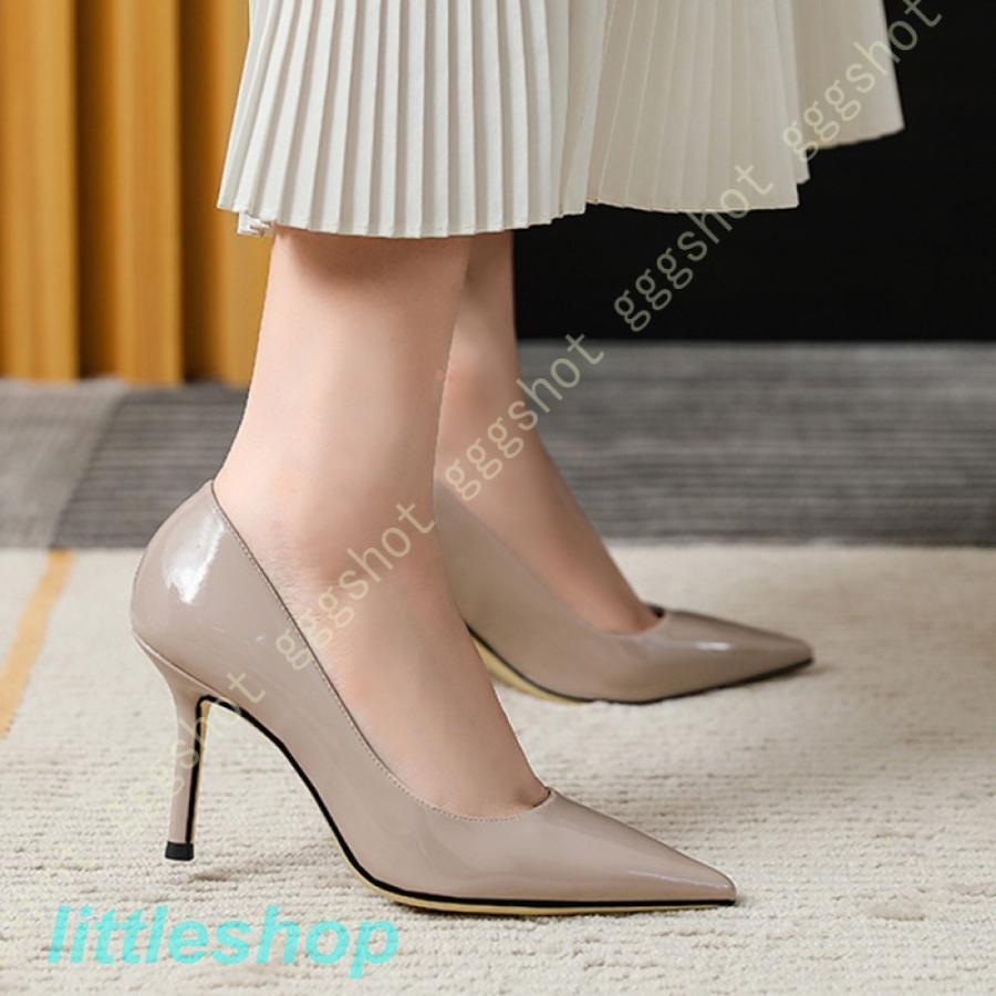 パンプス ポインテッドトゥ 8cmハイヒール エナメル ピンヒール レディース high heels 美脚 歩きやすい 痛くない 柔らかい 黒パンプス ヒール : syuuzu18-9145 ...