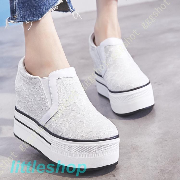 インヒール スリッポン レディース ウェッジソール スニーカー レース 厚底 インヒールスリッポン シューズ 黒 厚底スニーカー ヒール 10センチ 10cm :syuuzu18-918 ...