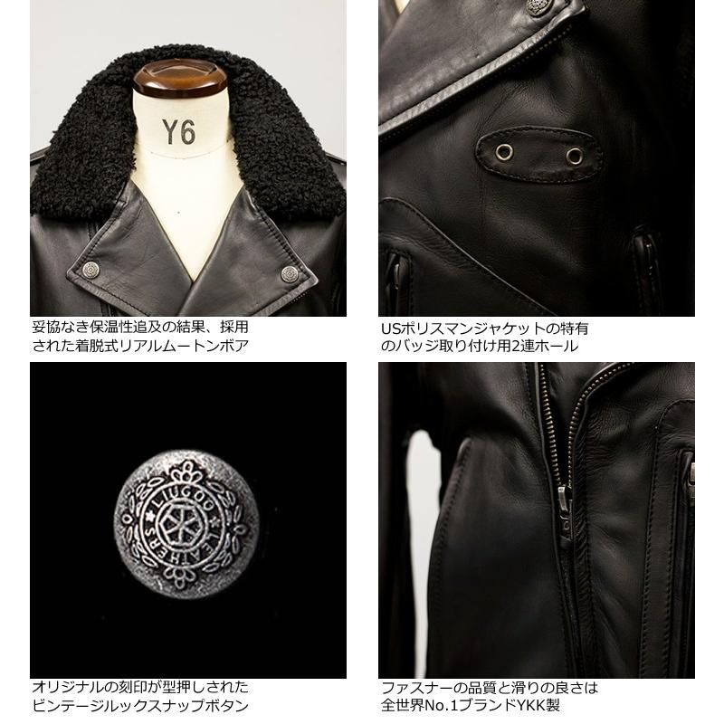 Liugoo Leathers 本革 高機能防寒仕様 襟ボアDポケットダブル Liugoo Leathers 本革 高機能防寒仕様 襟ボアDポケットダブル