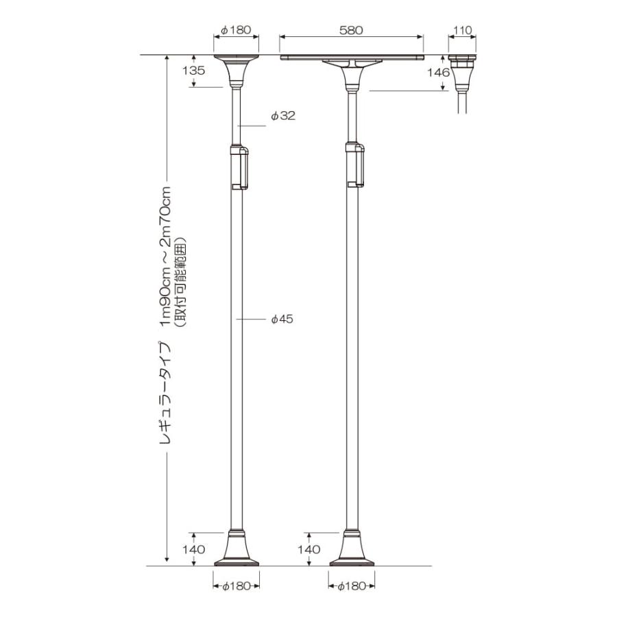 手すり ベスポジ BPZ 丸ベース レギュラー ツイン手すり W+W セット BPZ-310-10 室内用 簡単設置 個人宅配送不可 法人限定 送料無料 DIPPERホクメイ : 生活・介護用 ...