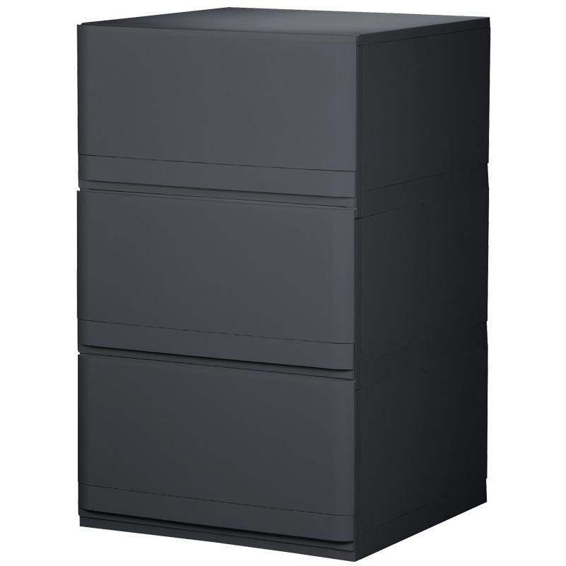 衣装ケース 収納ケース プラスチック 引き出し 3段 押入れ収納 収納ボックス クローゼット チェスト おしゃれ リフラスPF523（ブラック ...