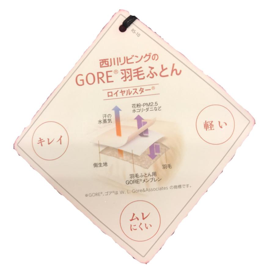 西川 ロイヤルスター GORE 羽毛掛ふとん 【409】 ホワイトグース95％（ウインターグース）1.25kg DP440 : 快適寝具専門 ...