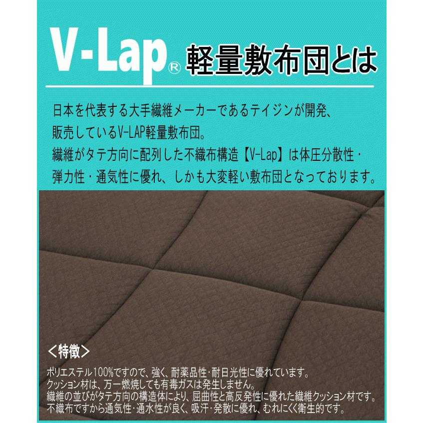 敷き布団 シングル V-Lap 軽量敷布団 マットレス 体圧分散 テイジン TEIJIN フィットキルト メッシュ オールシーズン ...