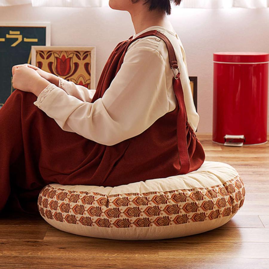 HAGiHARA クッション ラウンドクッション アトレ 直径60cm （ フロアクッション リビングクッション 丸 円形 大きい 座布団 レトロ 昭和レトロ ） : リビングート ヤフー店 ...