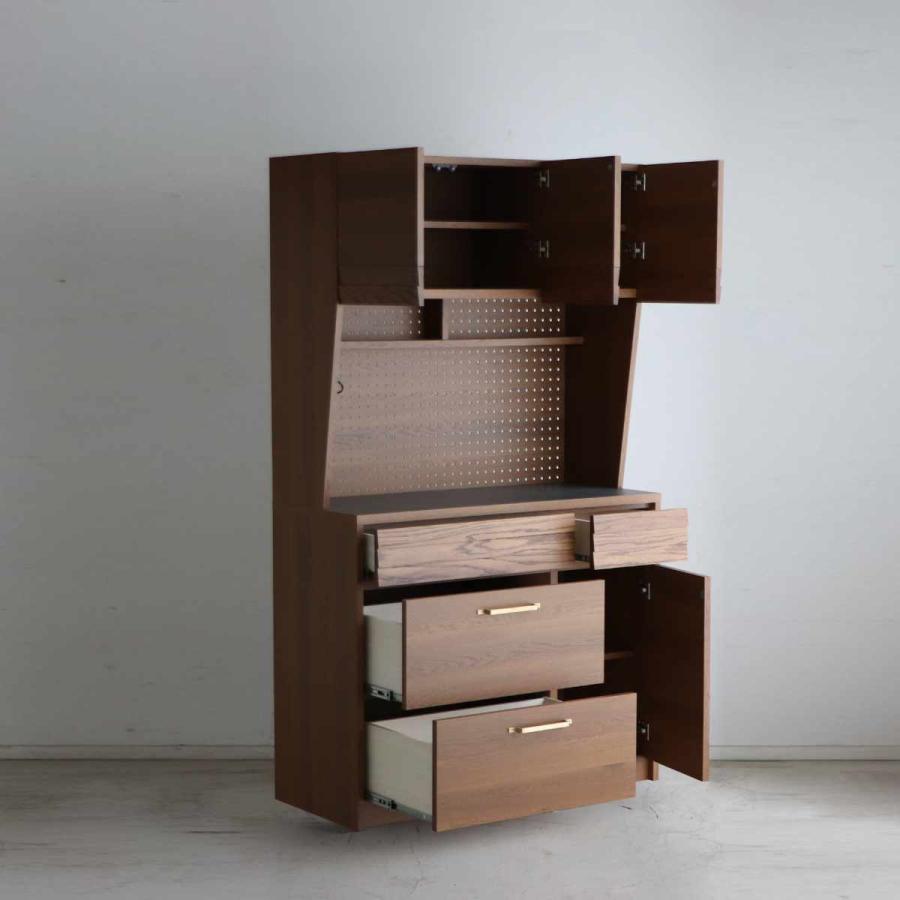 東馬 キッチンボード レッドオーク 無垢前板 RIGALA 約幅105cm （ カップボード キッチン収納 収納 レンジ台 食器収納 天然木 日本製 完成品 ） : リビングート ヤフー店 ...