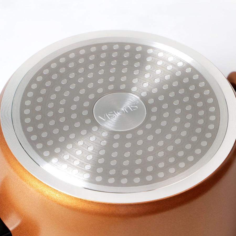 パール金属 両手鍋 24cm IH対応 VISIONS GOLD Coating シチューポット （ なべ お鍋 ガス火対応 オール熱源対応 ガラス蓋付き アルミ鍋 ） : リビングート ...