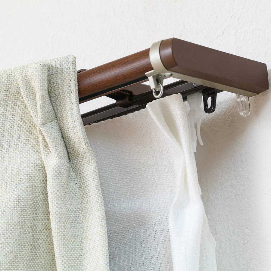 TOSO カーテンレール 伸縮式 ダブル 2m リネア リターンフック 木目タイプ （ デザインレール 伸縮 ダブルレール 木目 静音ランナー リターン仕様 ） : リビングート ヤフー店 ...