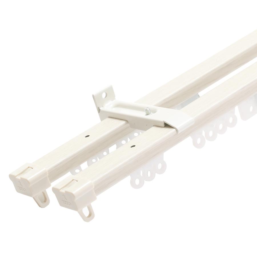 カーテンレール 伸縮式 1.6〜3m 木目調 ダブルタイプ （ デザインレール 伸縮 シングル 木目 ダブルレール マグネットランナー ） : 418991 : リビングート ヤフー店 ...