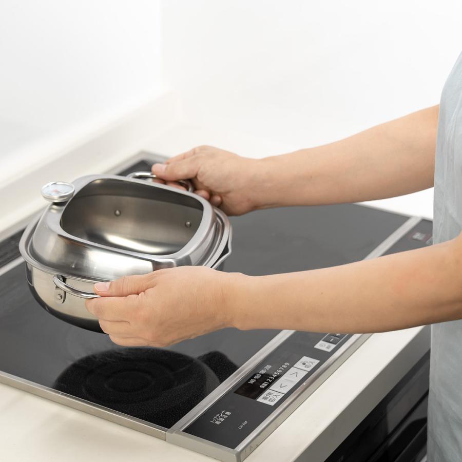 天ぷら鍋 角型 20cm IH対応 食彩亭 ステンレス製 日本製 （ 燕三条 Made in TSUBAME ガス火対応 角型天ぷら鍋 揚げ鍋 揚げ物鍋 天ぷら用鍋 ） : 429129 ...