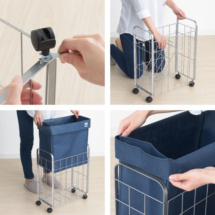 SANKA（家具、インテリア） ランドリーバスケット 折りたたみ サンバッサ S＆W ワイヤーバスケット 45L （ バスケット ランドリー 洗濯 脱衣かご 隙間収納 隙間 洗面所 洗濯機横 ...